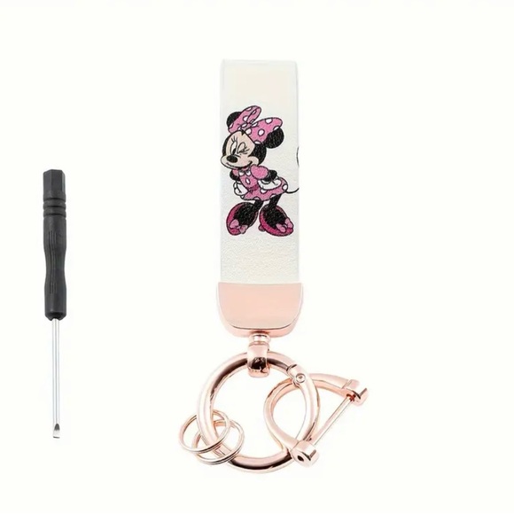 Accessories | Nwt Minnie Mouse Leather Keychain | Poshmark